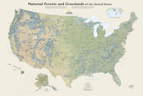 National Forests and Grasslands of the United States Map (National ...